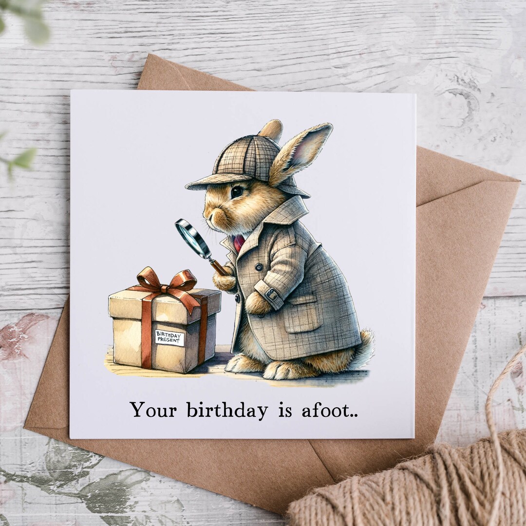 A5 Funny Rabbit Birthday Card Unique Watercolour Painting Personalised ...