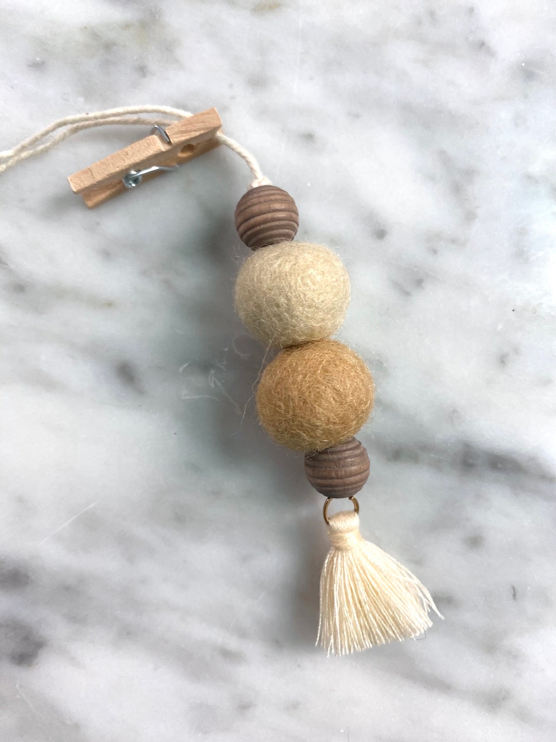 Essential Oil Felt Ball Car Diffuser Air Freshner Keychain Charm Boho ...