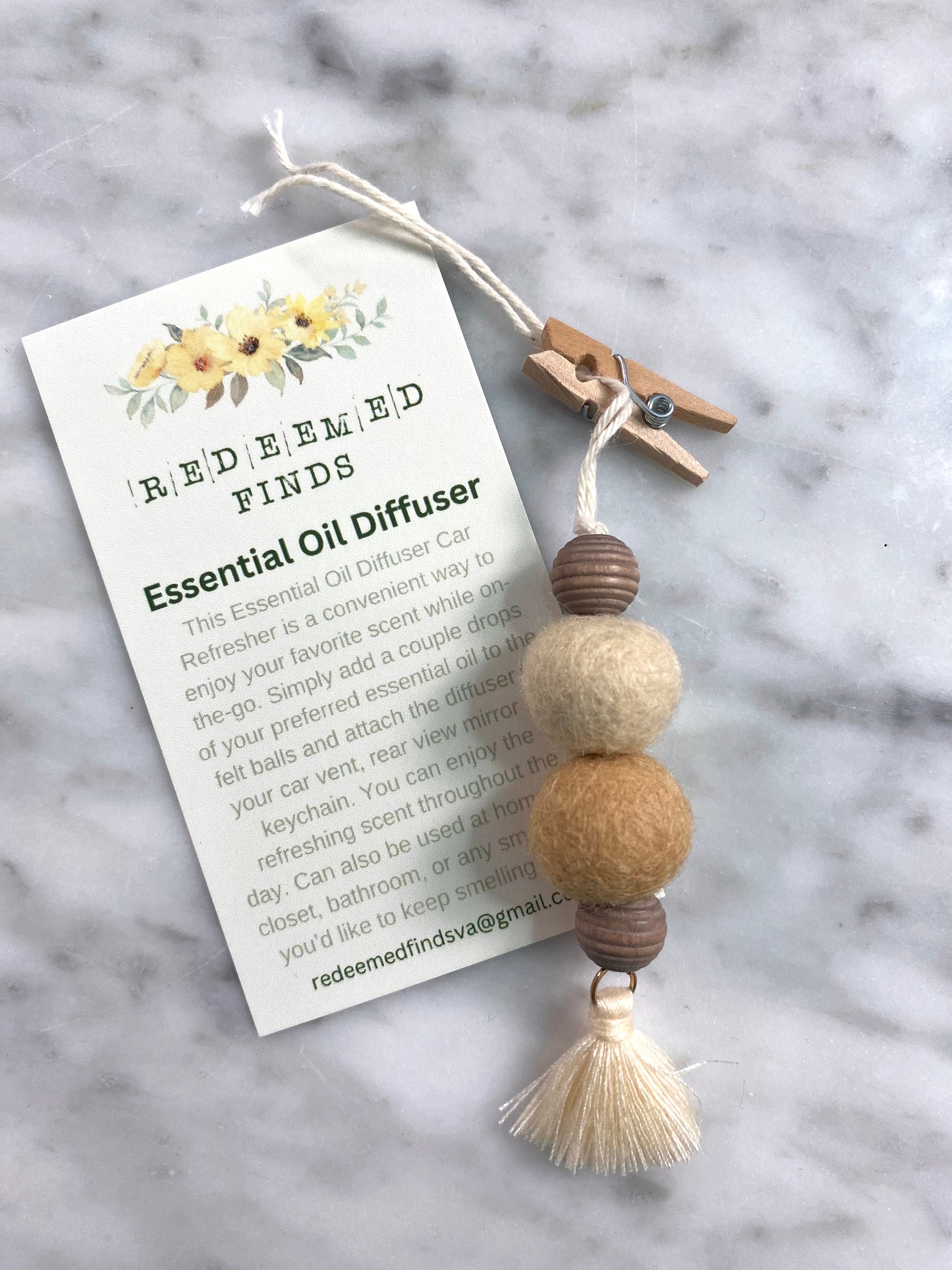 Essential Oil Felt Ball Car Diffuser Air Freshner Keychain Charm Boho ...