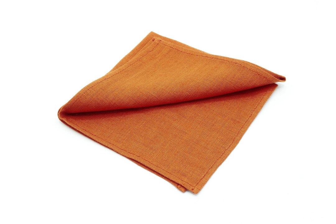 Burnt Orange Linen Pocket Square / Handkerchief Available With Necktie ...