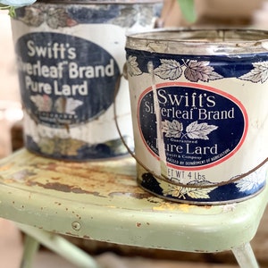 Vintage Lard Bucket, 4 LBS Swifts Silverleaf Pure Lard Bucket, Rustic ...