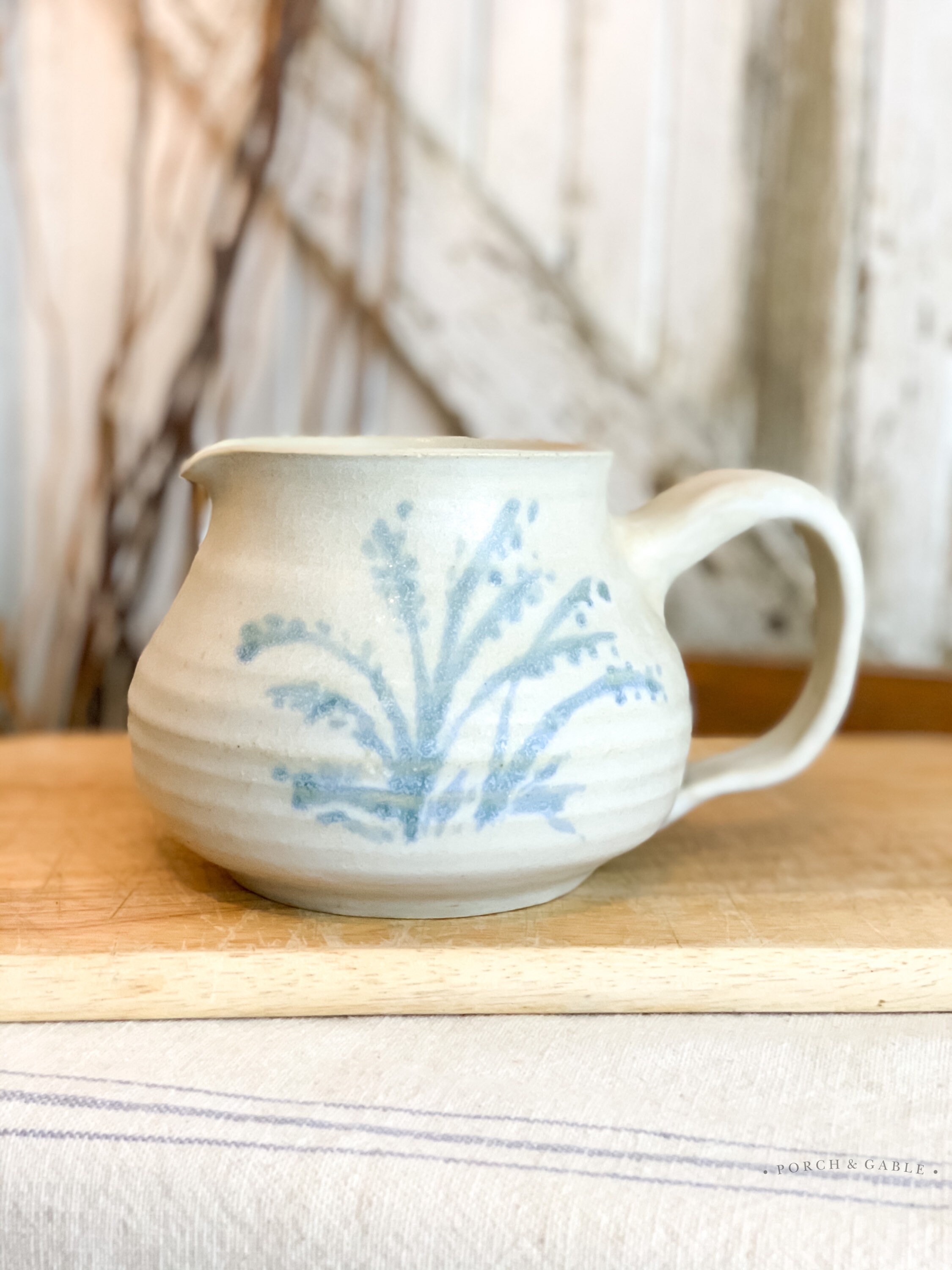 Vintage Blue and White Stoneware Pitcher / Farmhouse Decor - Etsy