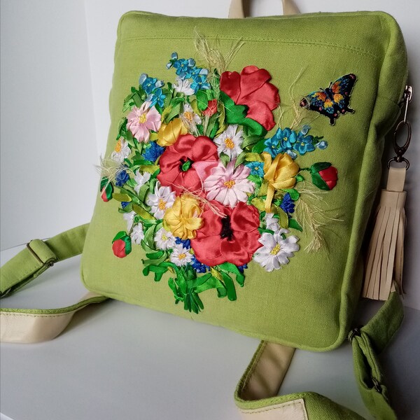 Embroidered Backpack - Etsy