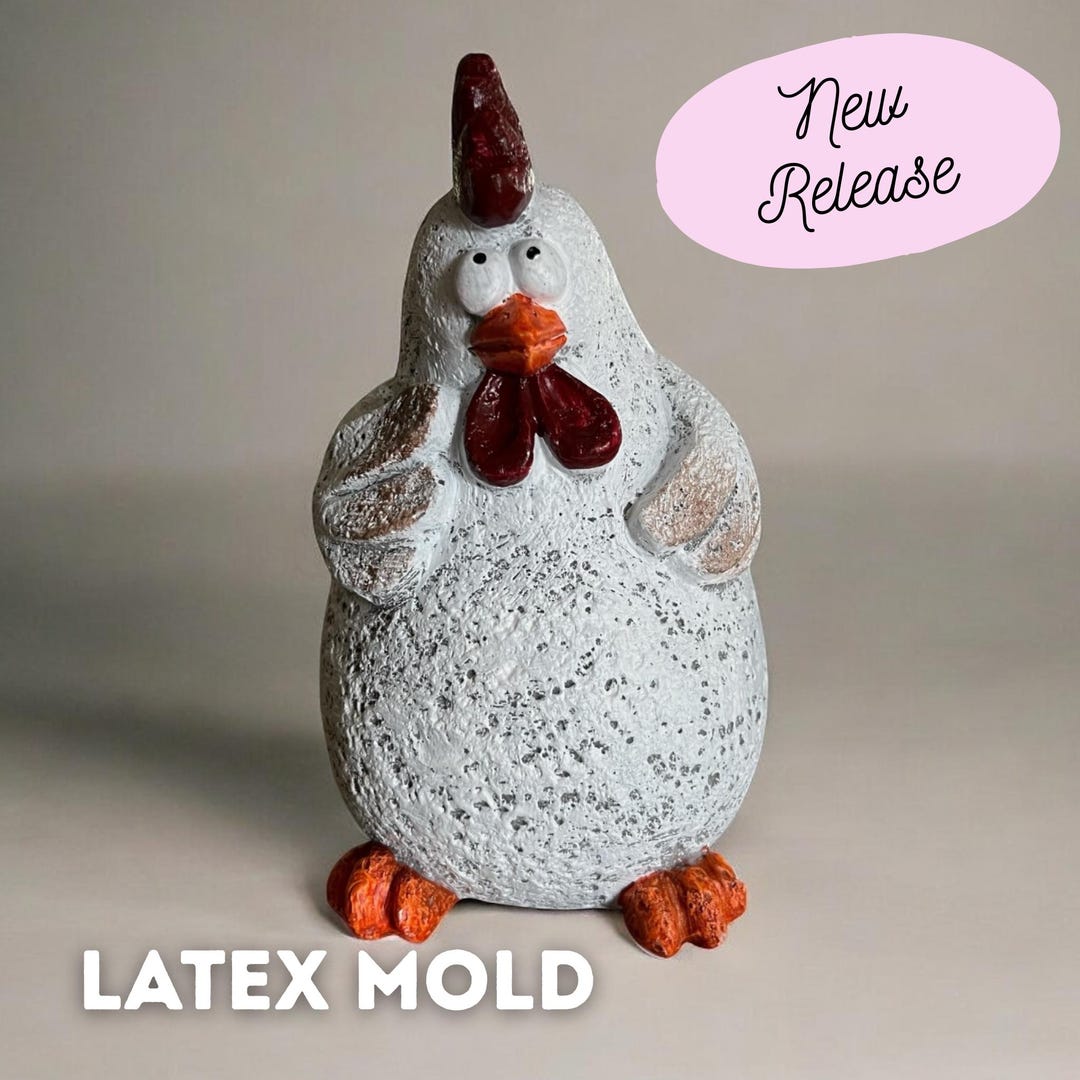 Handmade Latex Rubber Mold - Chicken Hen Garden Sculpture - Concrete ...