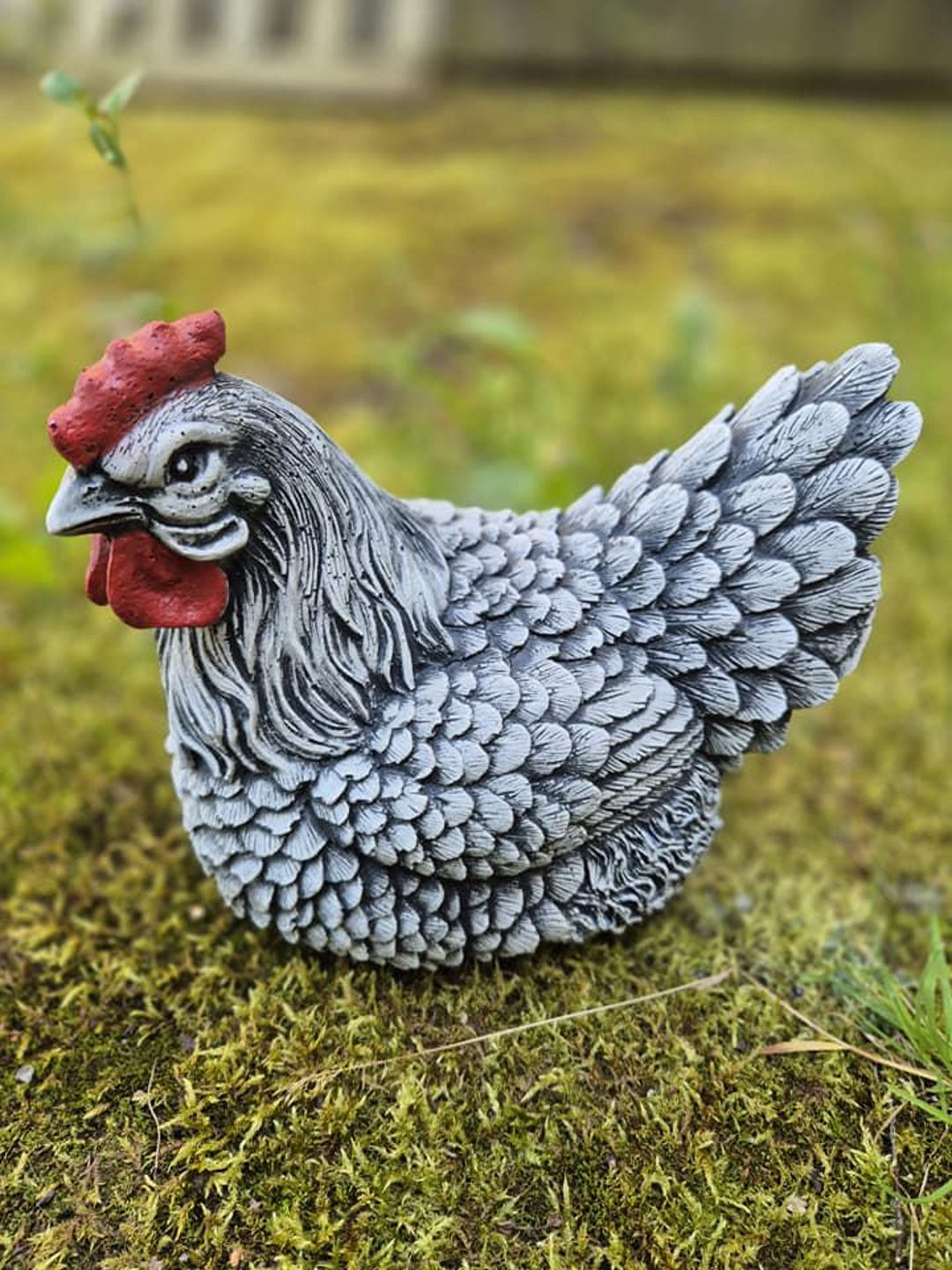 Garden Chicken Statue Farmhouse Decor | Weatherproof Cement Hen ...