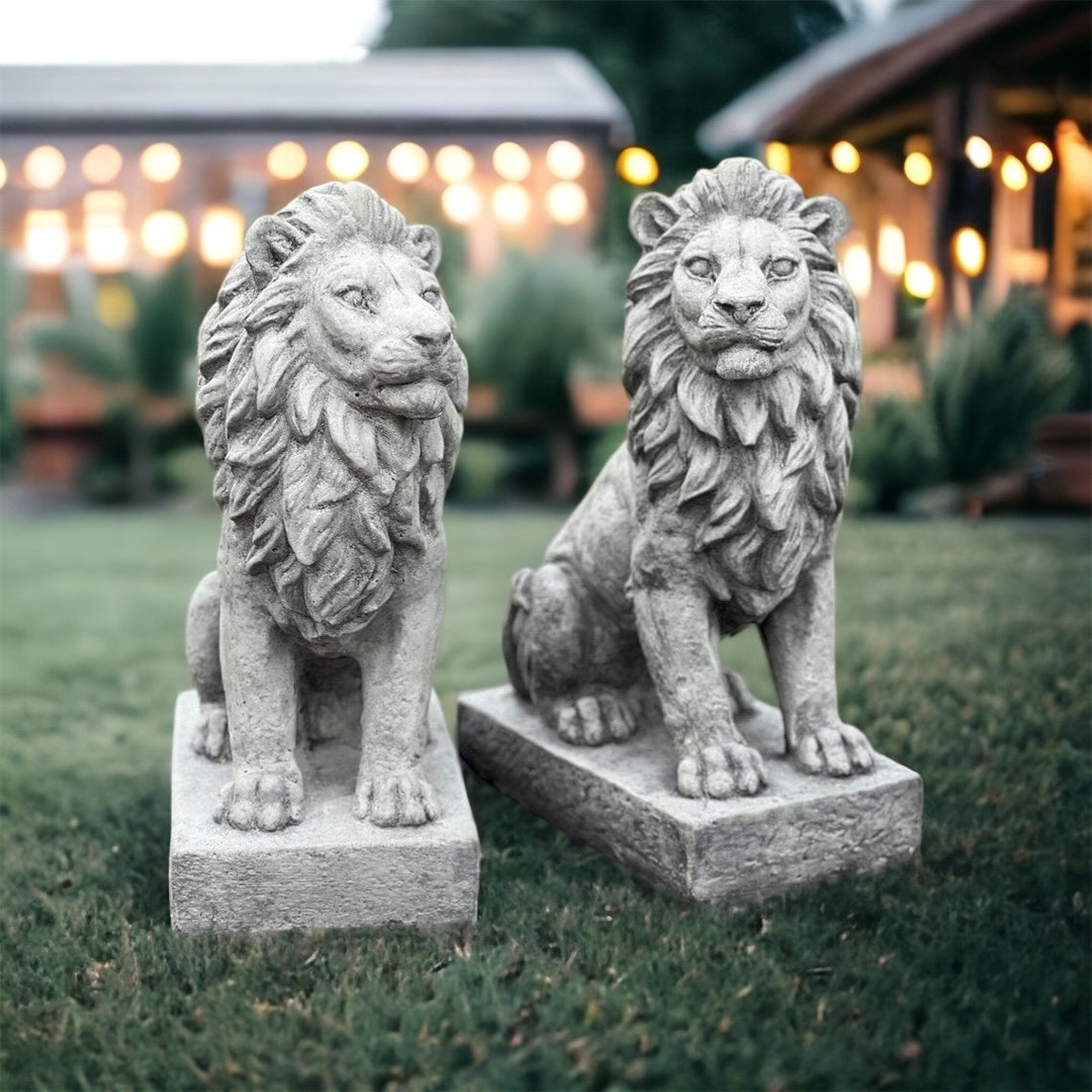 Large Lion Statue | Garden Guardian Lions | Concrete Estate Driveway ...