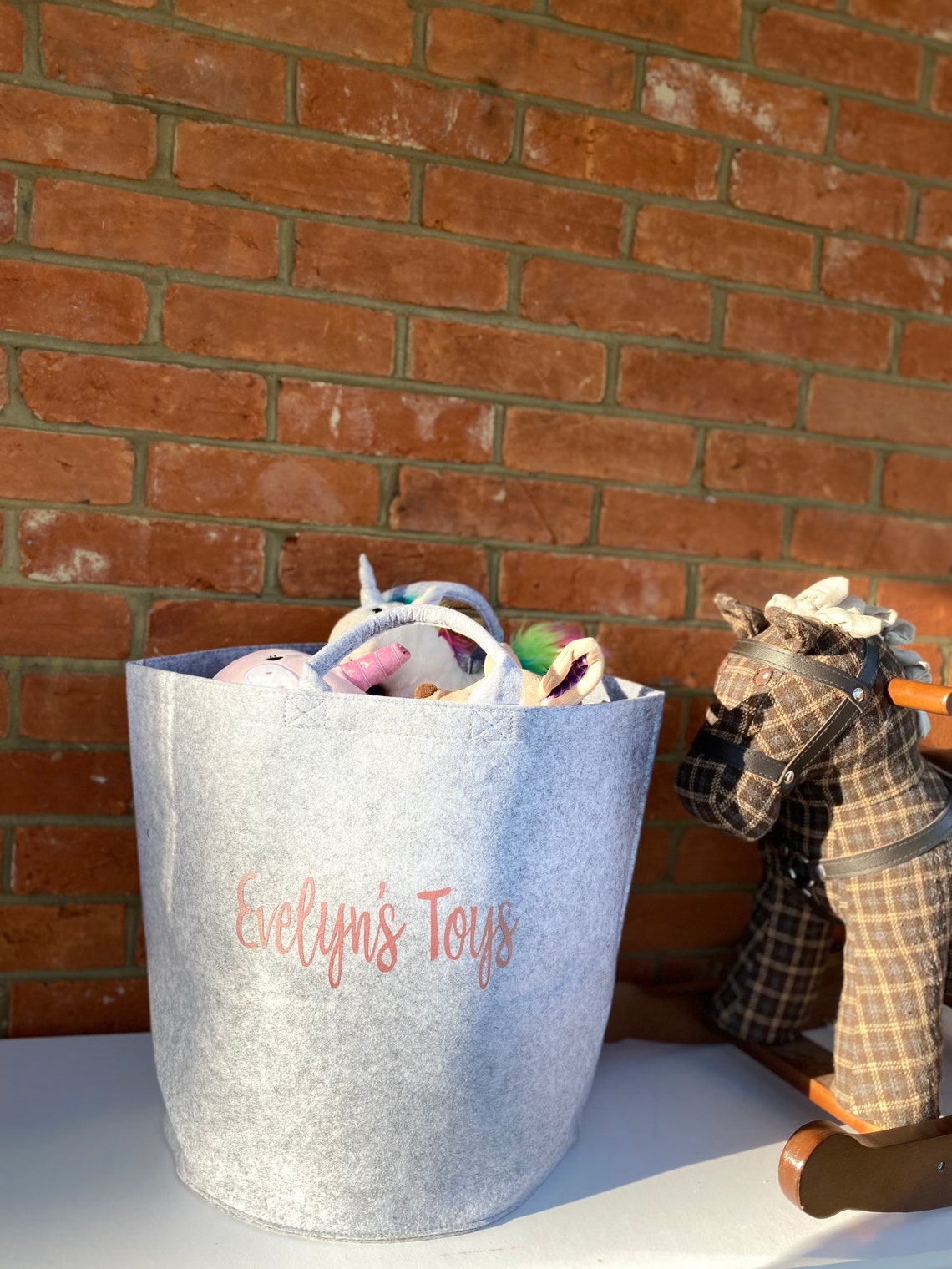 Grey Felt Storage/toy/pet Trug Buckets Organisation Personalised - Etsy