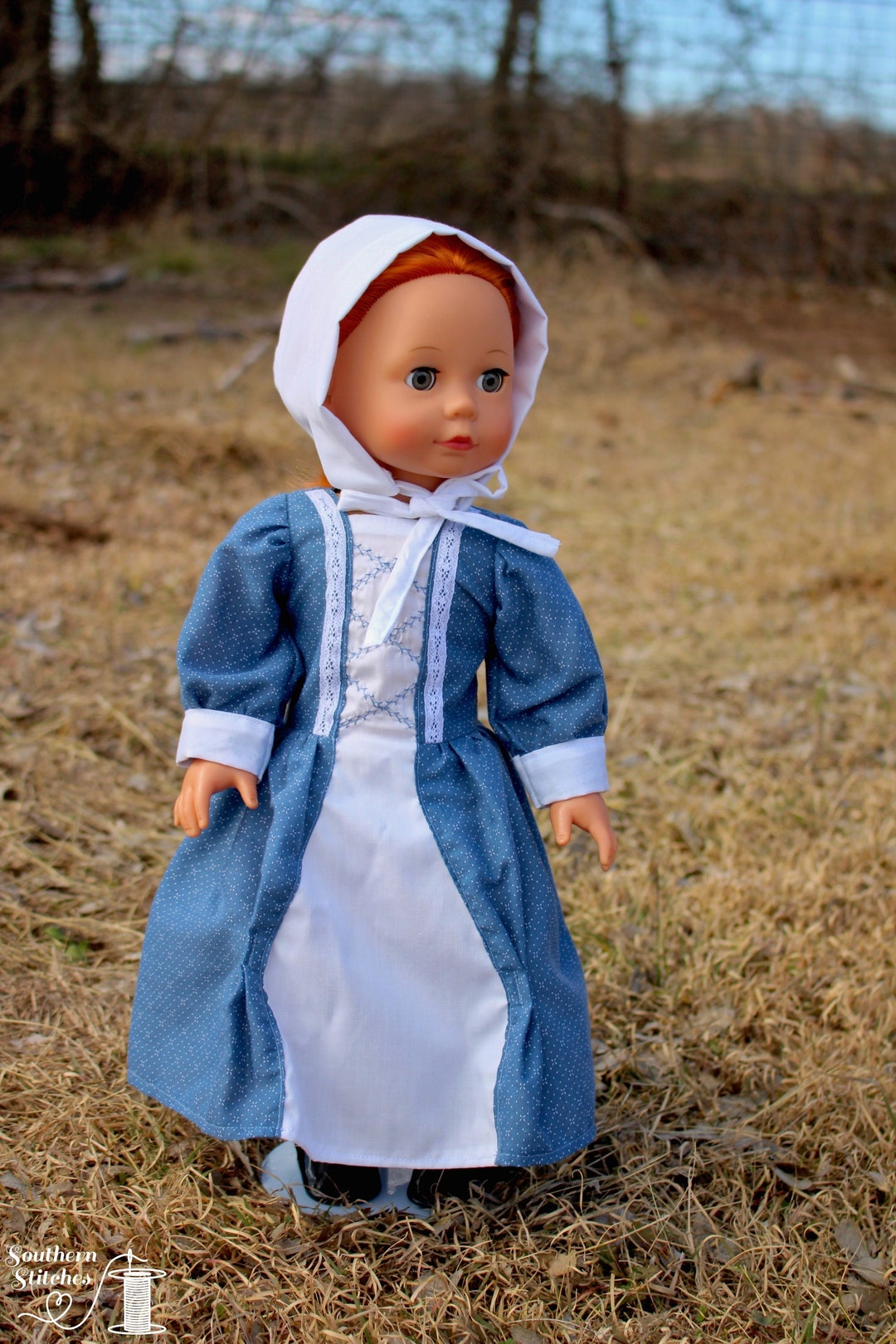 Colonial Doll Dress With Bonnet, 18 Inch Doll Clothes - Etsy