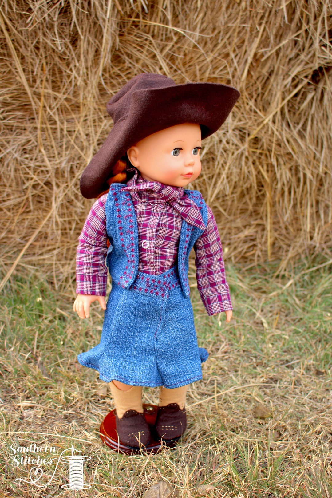 Cowgirl Outfit for 18 Inch Doll, Cowboy Hat, Tied Bandana, Cowboy Boots ...