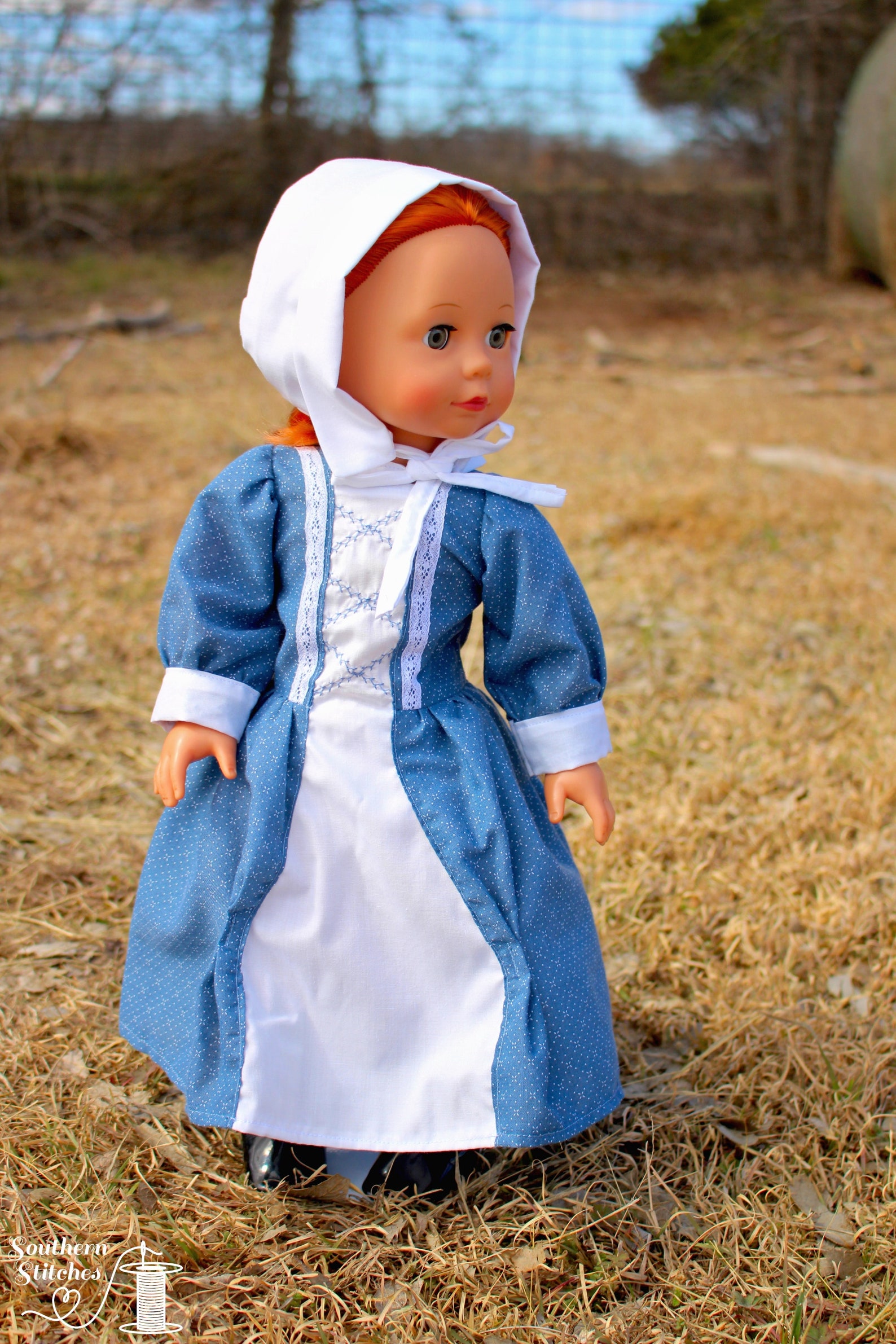 Colonial Doll Dress With Bonnet, 18 Inch Doll Clothes - Etsy