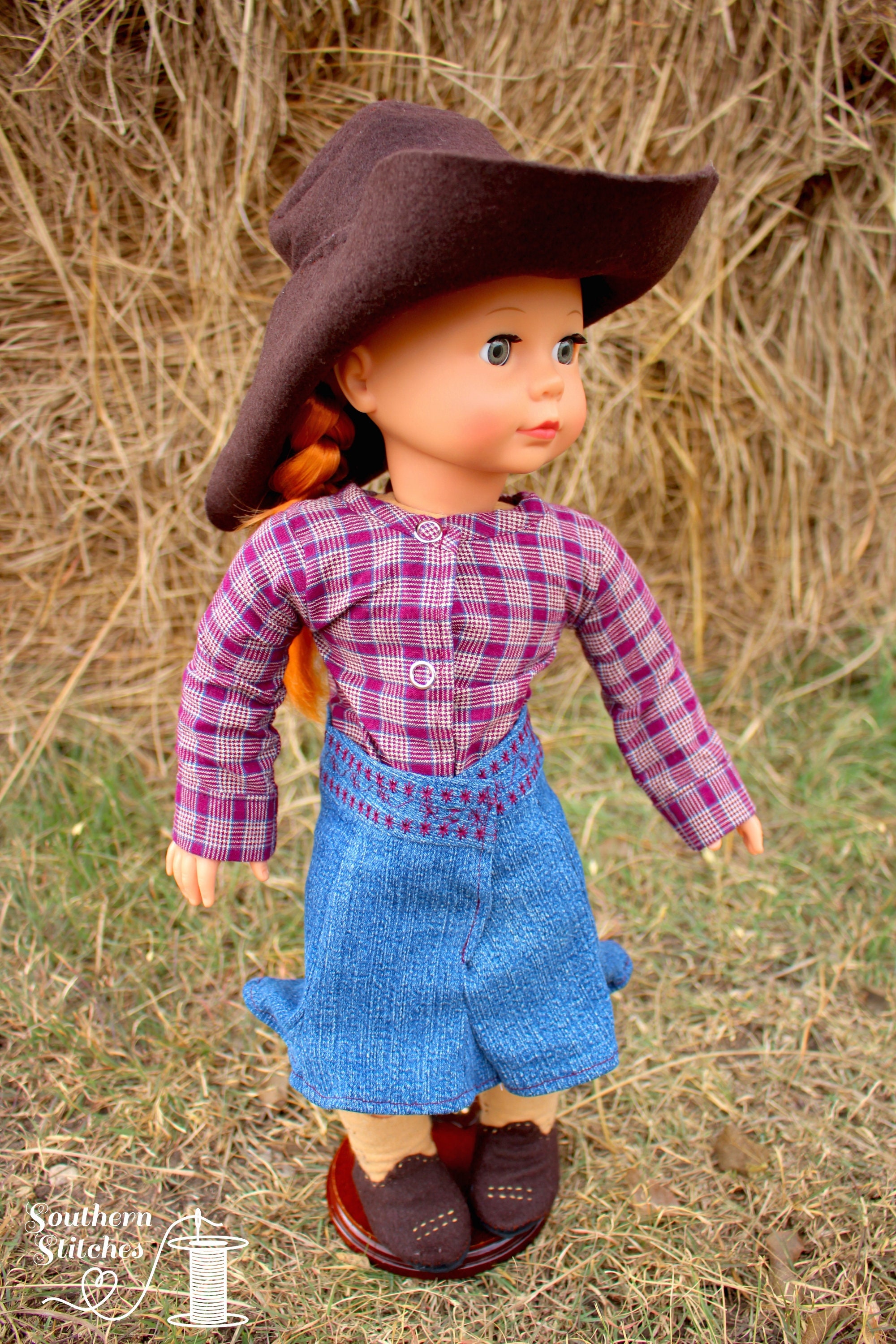Cowgirl Outfit for 18 Inch Doll, Cowboy Hat, Tied Bandana, Cowboy Boots ...