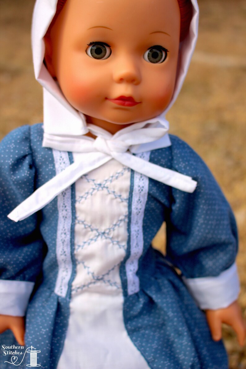 Colonial Doll Dress With Bonnet, 18 Inch Doll Clothes - Etsy