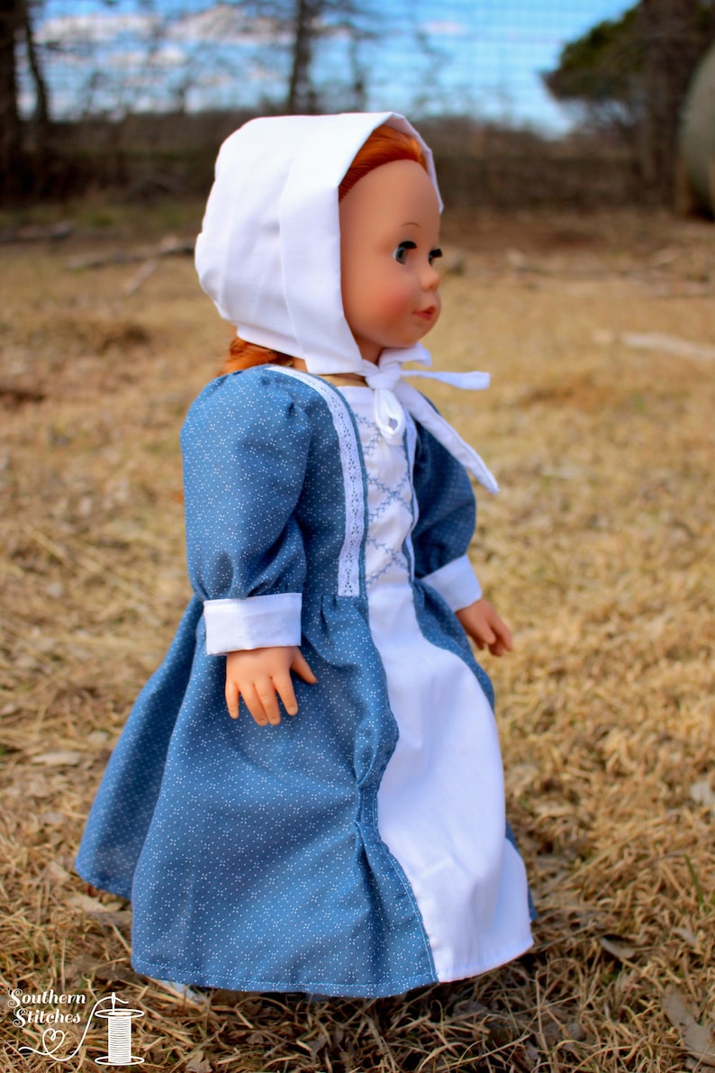 Colonial Doll Dress With Bonnet, 18 Inch Doll Clothes - Etsy