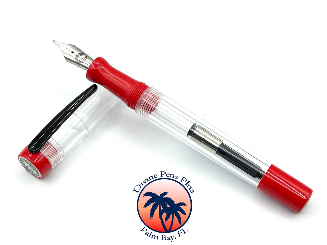 Agape Fountain Pen - Demonstrator W/solid Red by Divine Pens Plus - Etsy