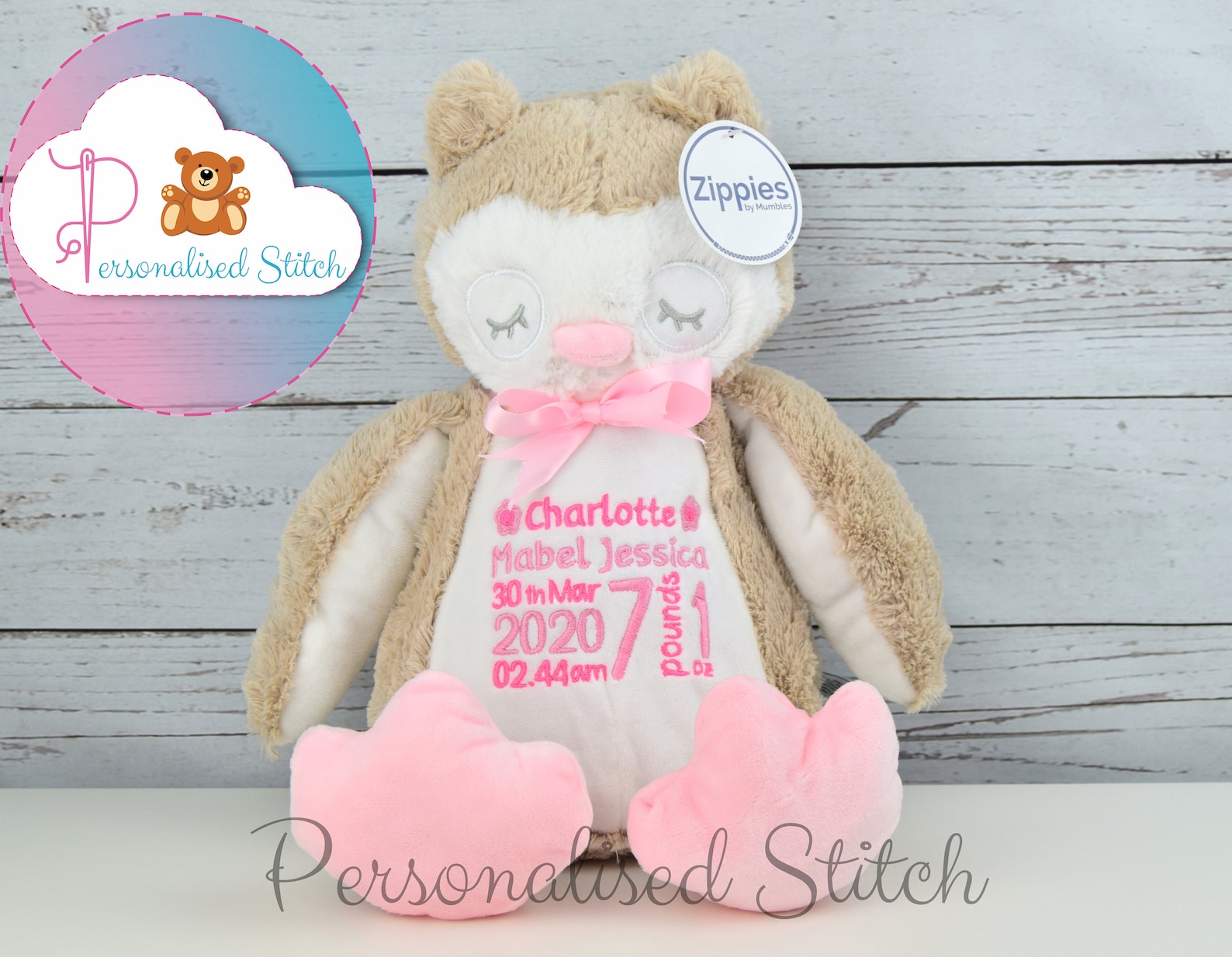 Personalised Owl Teddy Bear Embroidered Birthday Gift Personalised ...