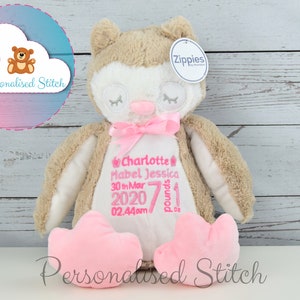 Personalised Owl Teddy Bear Embroidered Birthday Gift Personalised ...