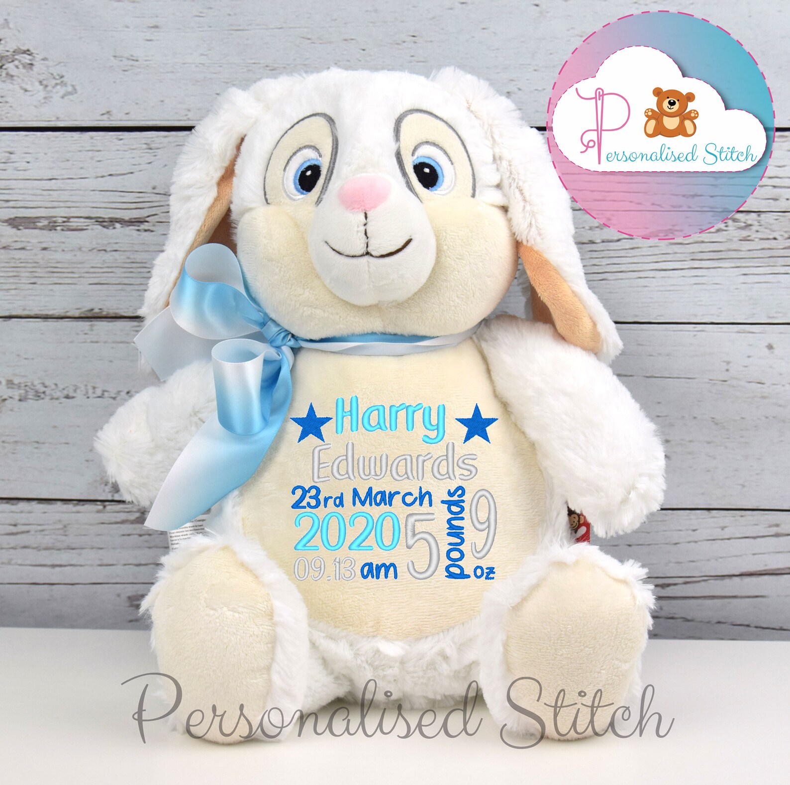 Personalised Bunny Teddy Bear / Embroidered Cubbie Teddy / | Etsy