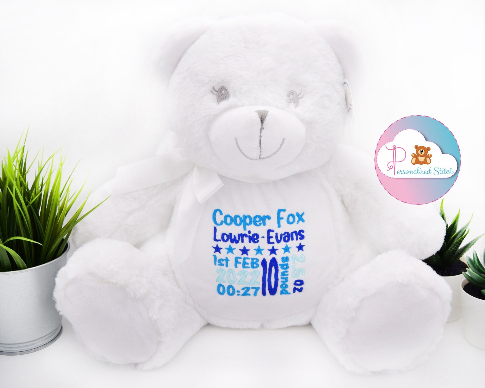 Personalised Teddy Bears Embroidered Birthday Gift Custom Bears Baby ...