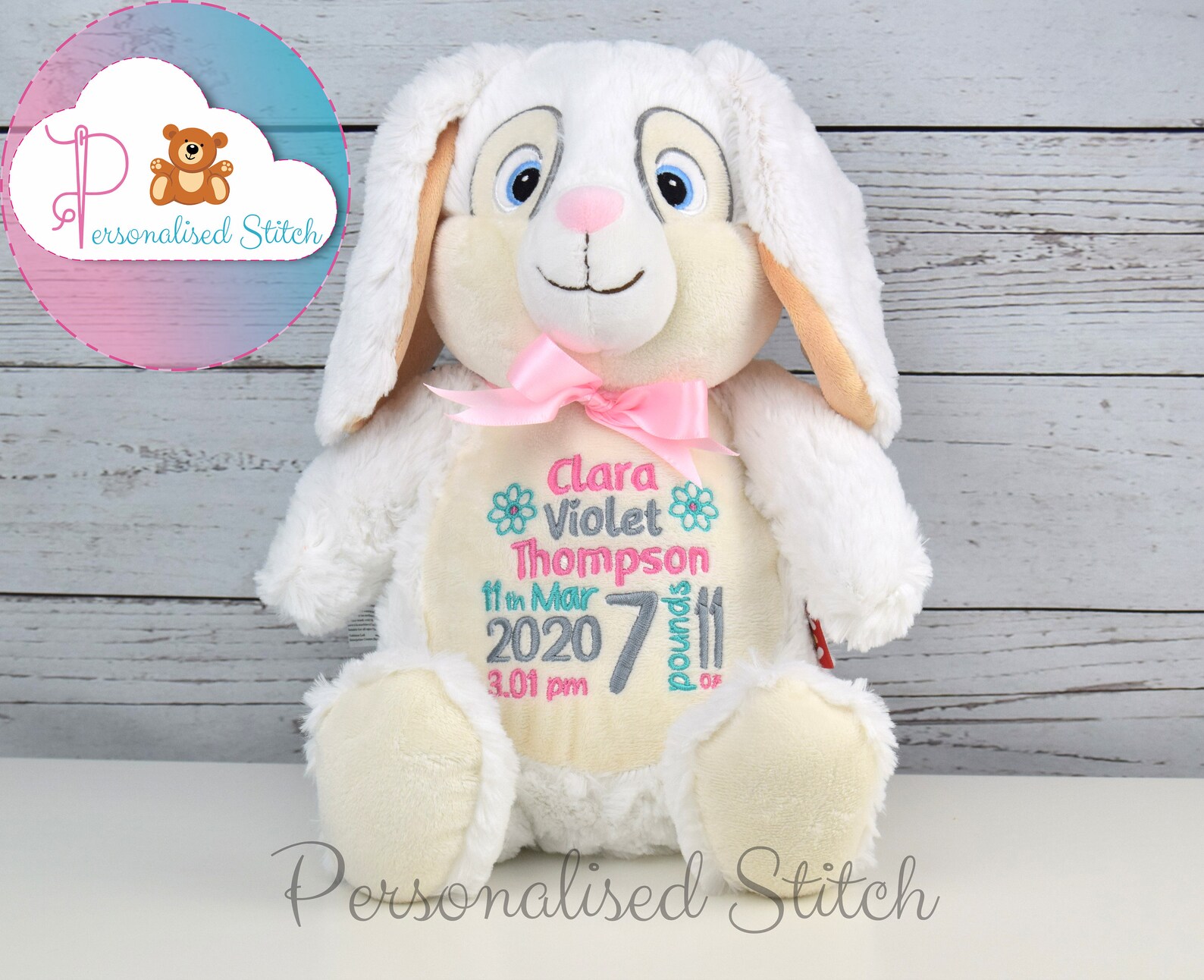 Personalised Bunny Teddy Bear / Embroidered Cubbie Teddy / | Etsy