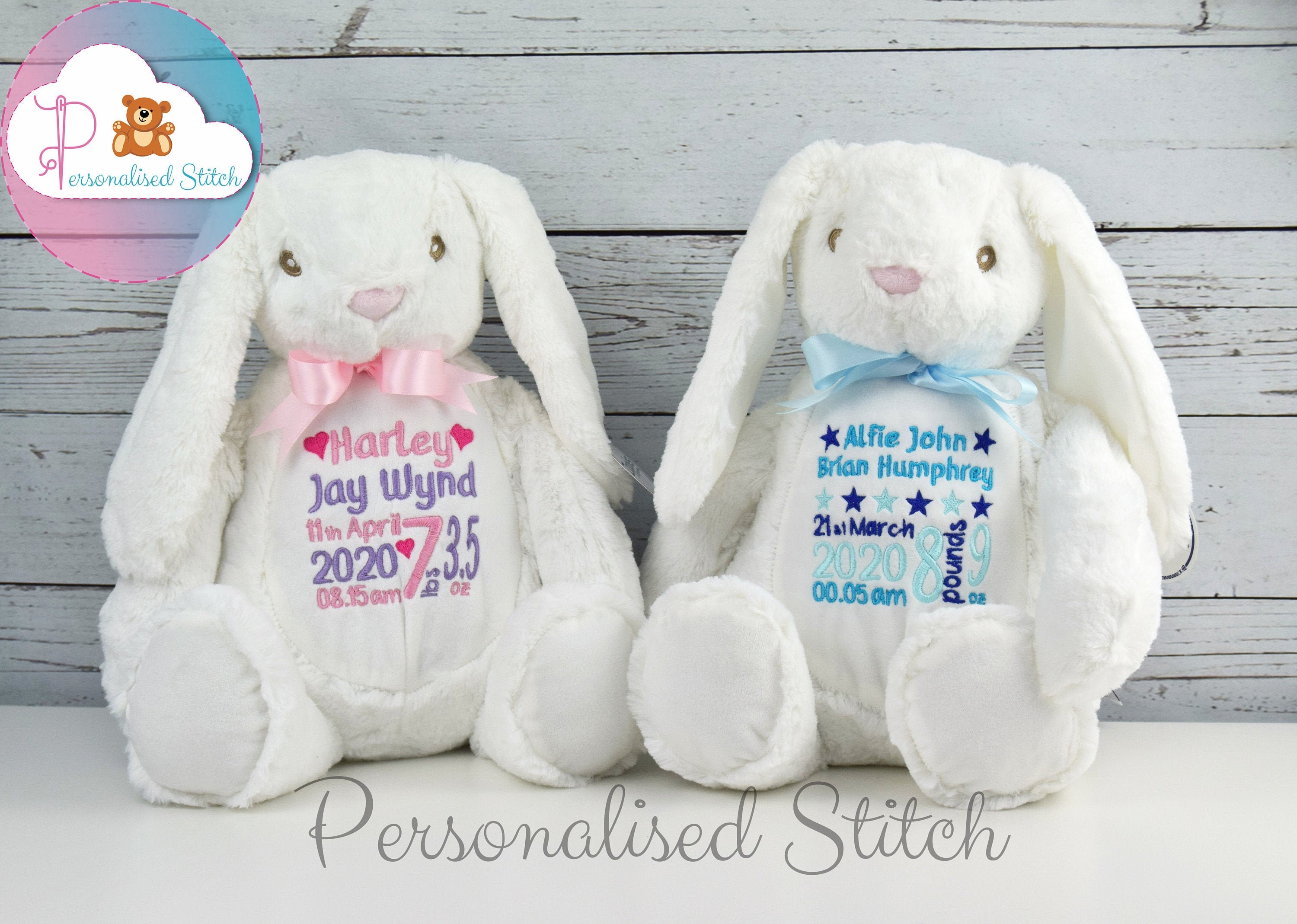 Personalised Bunny Rabbit Teddy Bear / Easter Bunny Gift/ Personalised ...