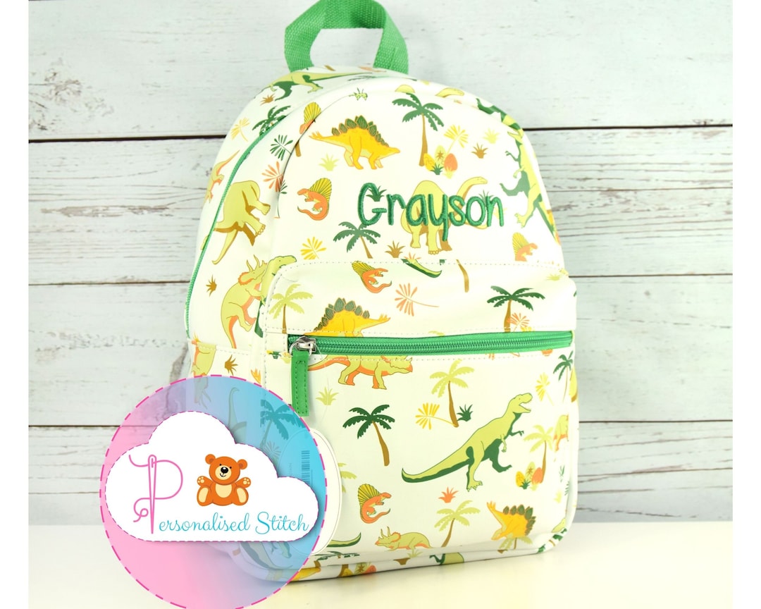 Personalised Dinosaur Backpack Childs Bag Kids Embroidered Boys ...