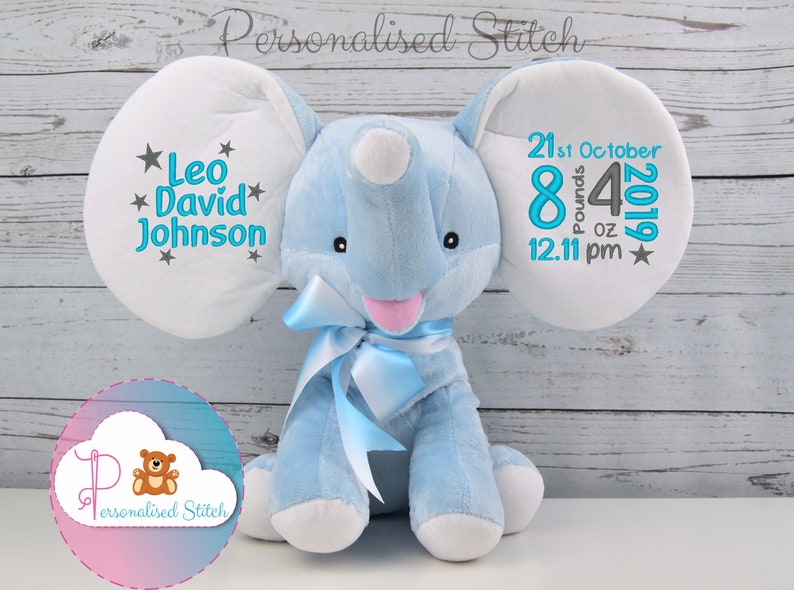 Personalised Elephant Teddy Bear Embroidered Gift Personalized | Etsy
