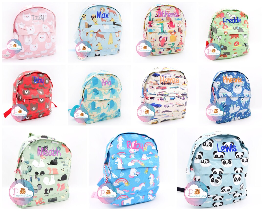 Personalised Kids Mini Backpack Embroidered Toddler School Bag ...