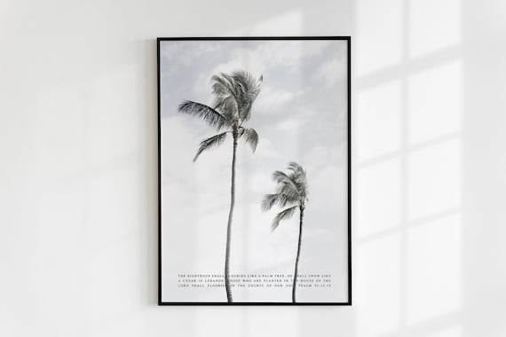 Palm Tree Bible Verse Wall Art Printable Tropical Beach | Etsy