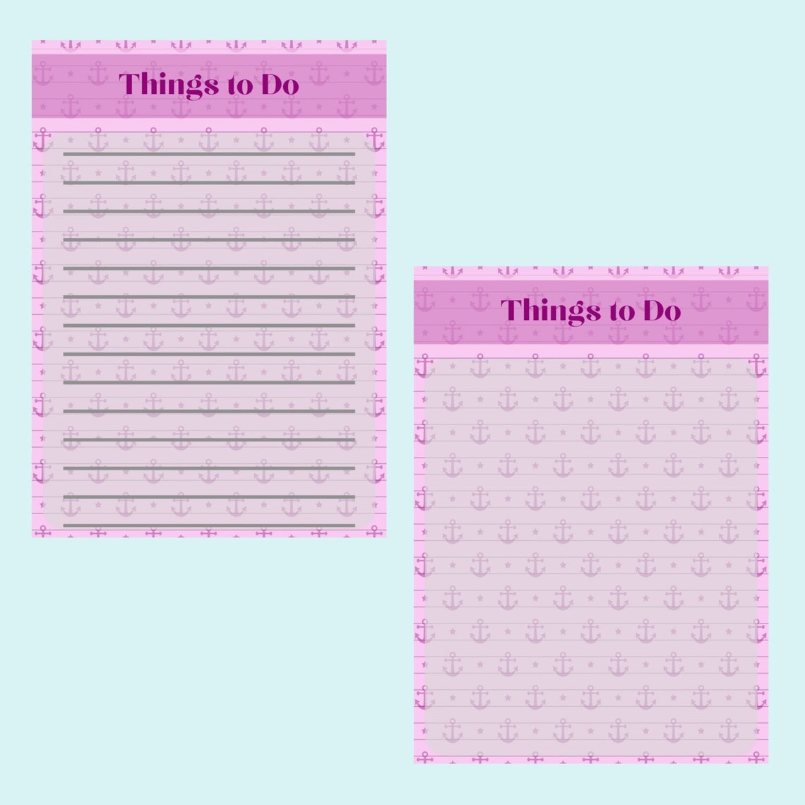 Pink Anchor Paper Things to Do Paper Digital Writing Paper - Etsy