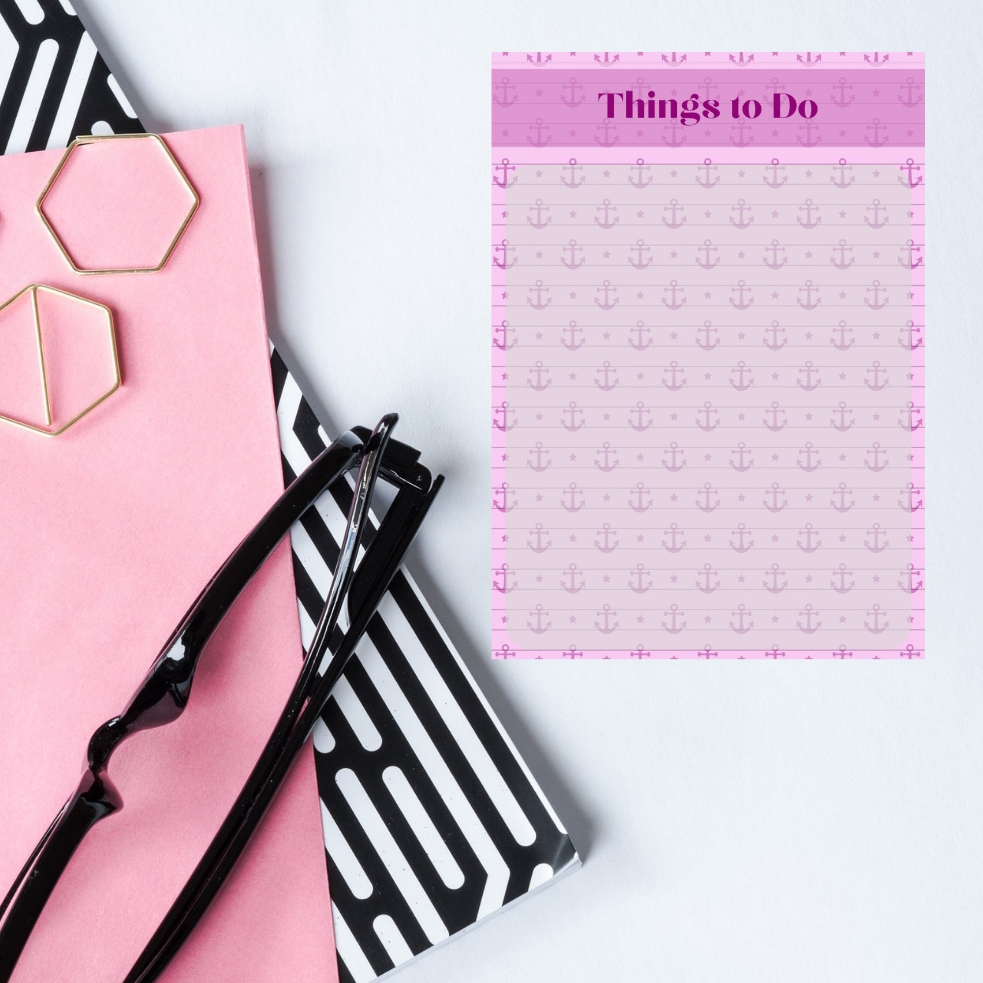 Pink Anchor Paper, Things to Do Paper, Digital Writing Paper, 5x7 ...