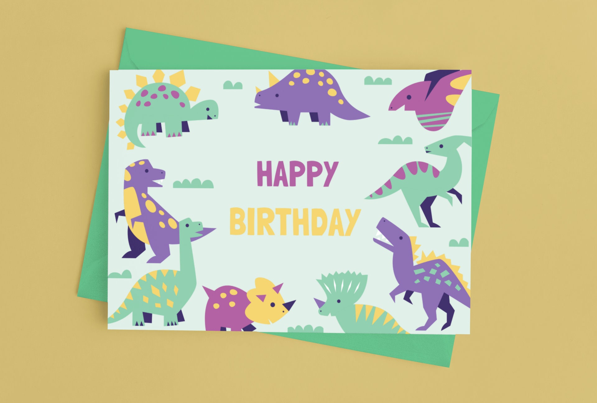 Printable Dinosaur Birthday Card, US Letter Size, PDF File, Instant ...