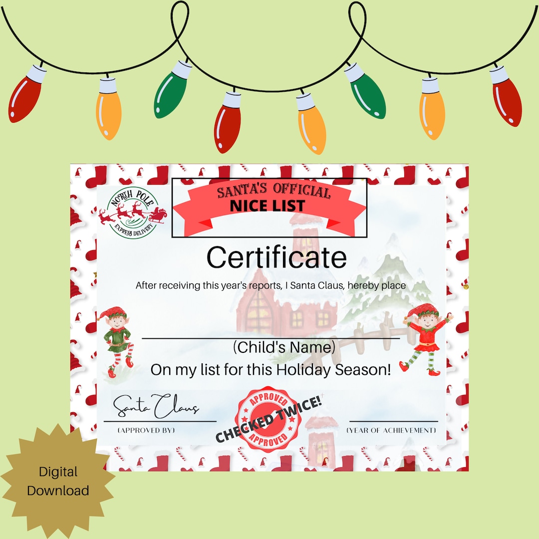 Santa's Official Nice List Certificate A Personalized Keepsake Signed ...