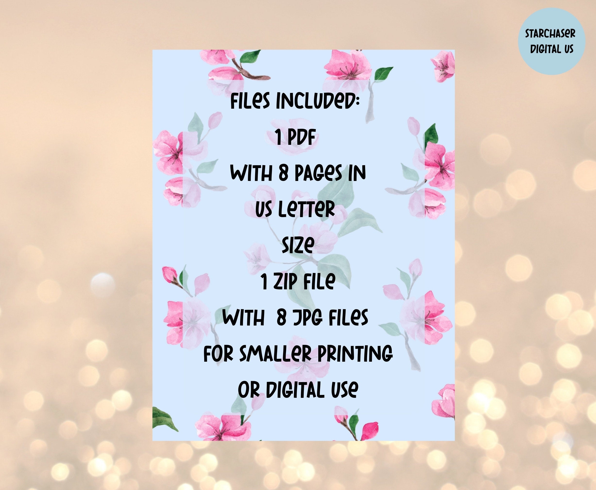 Printable Stationery, US Letter Size PDF, Instant Download Stationery ...