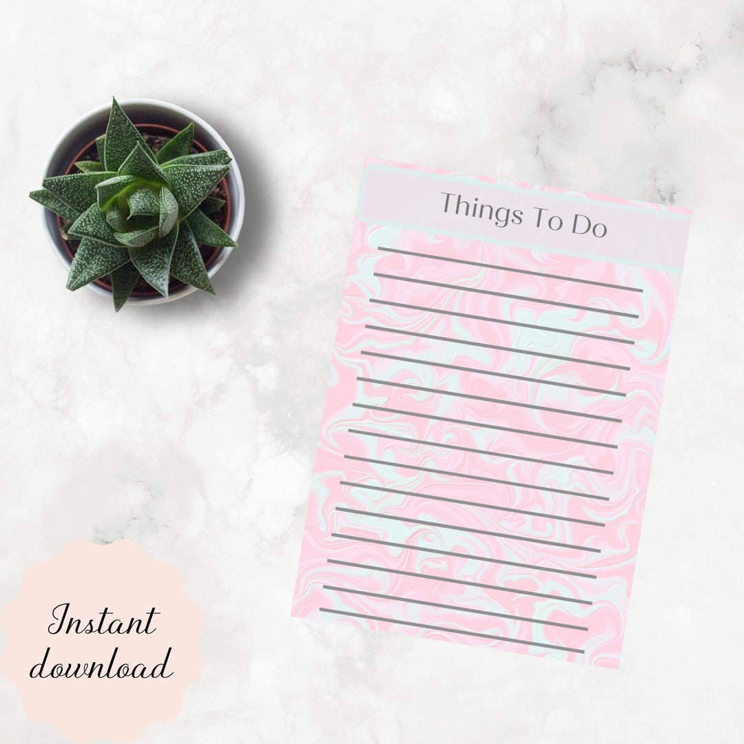 Pink Marble Tablet, Things to Do Sheets, Digital Writing Paper, 5x7 ...