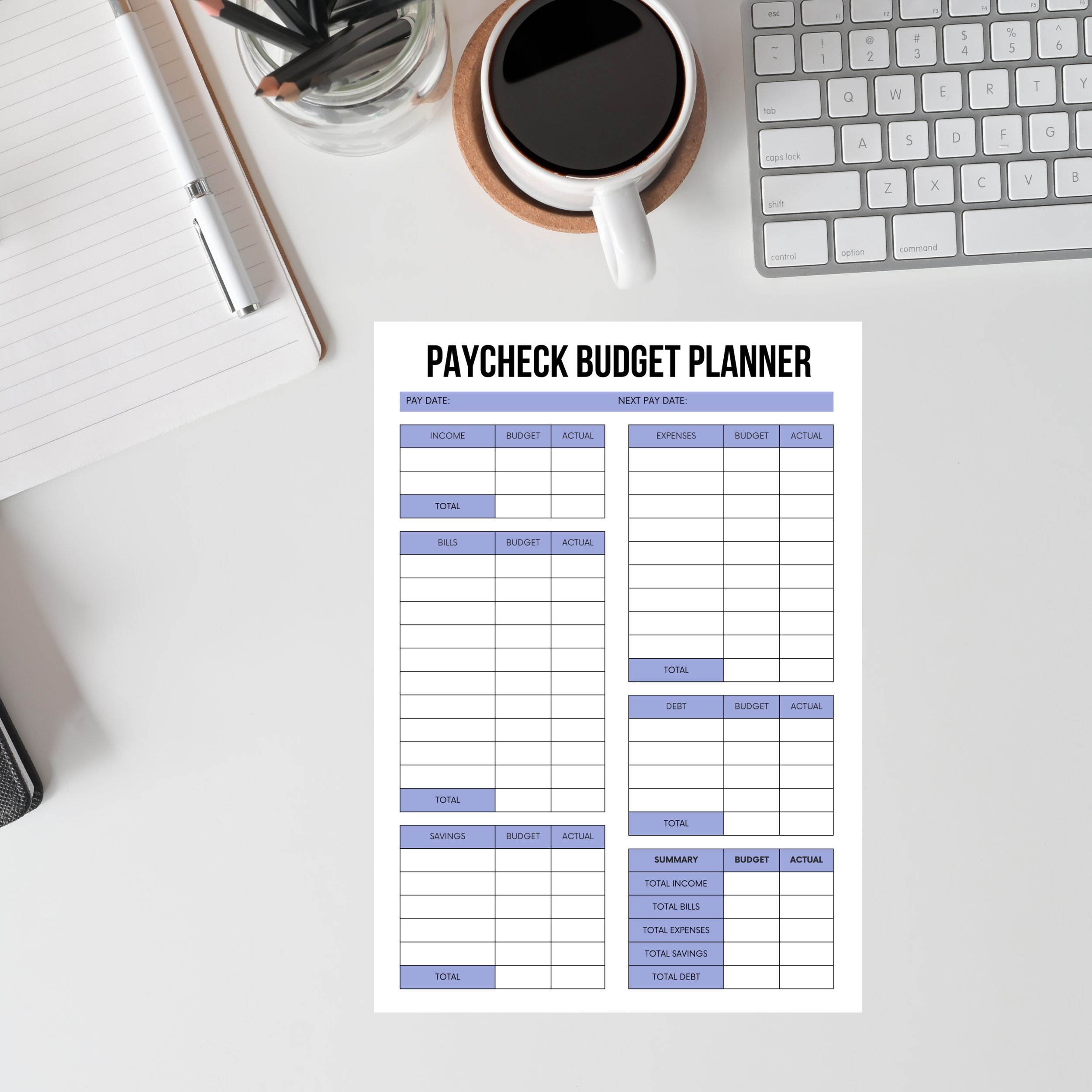 Paycheck Budget Planner, Printable PDF, Paycheck Tracker, Digital ...