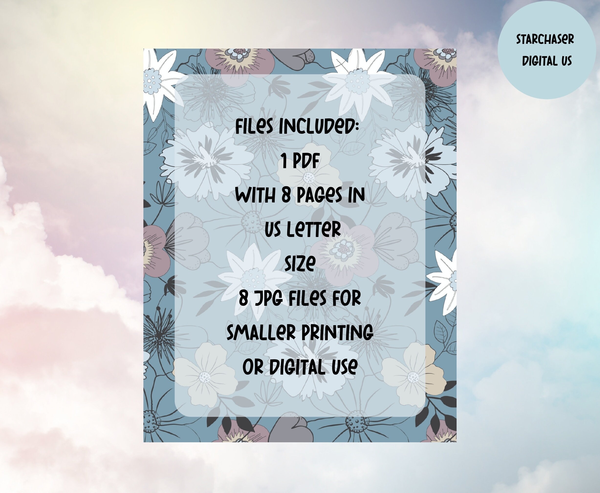 Printable Floral Stationery Printable Stationery US Letter - Etsy