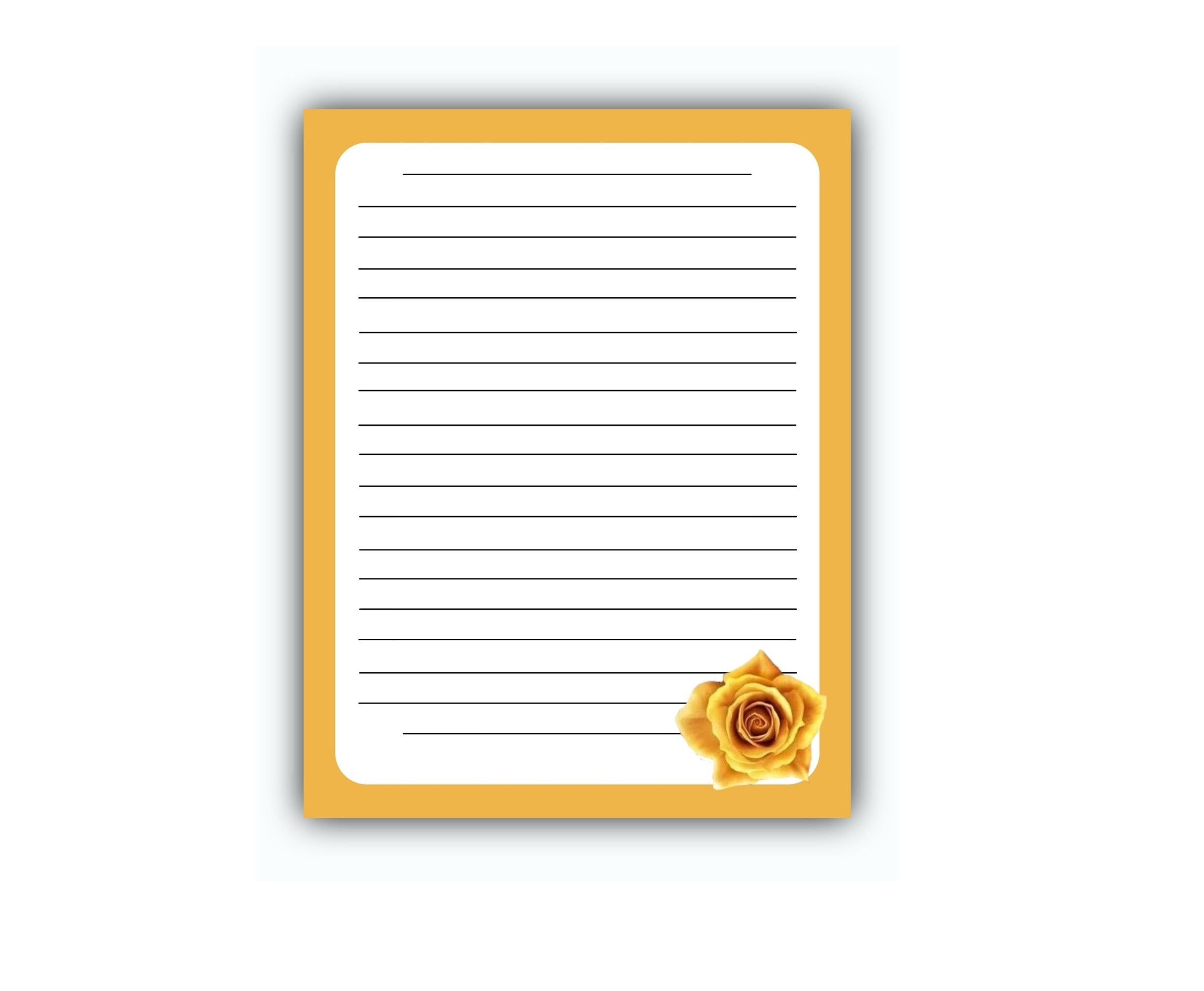 Printable Stationery, Yellow Roses Pages, US Letter Size PDF, Instant ...