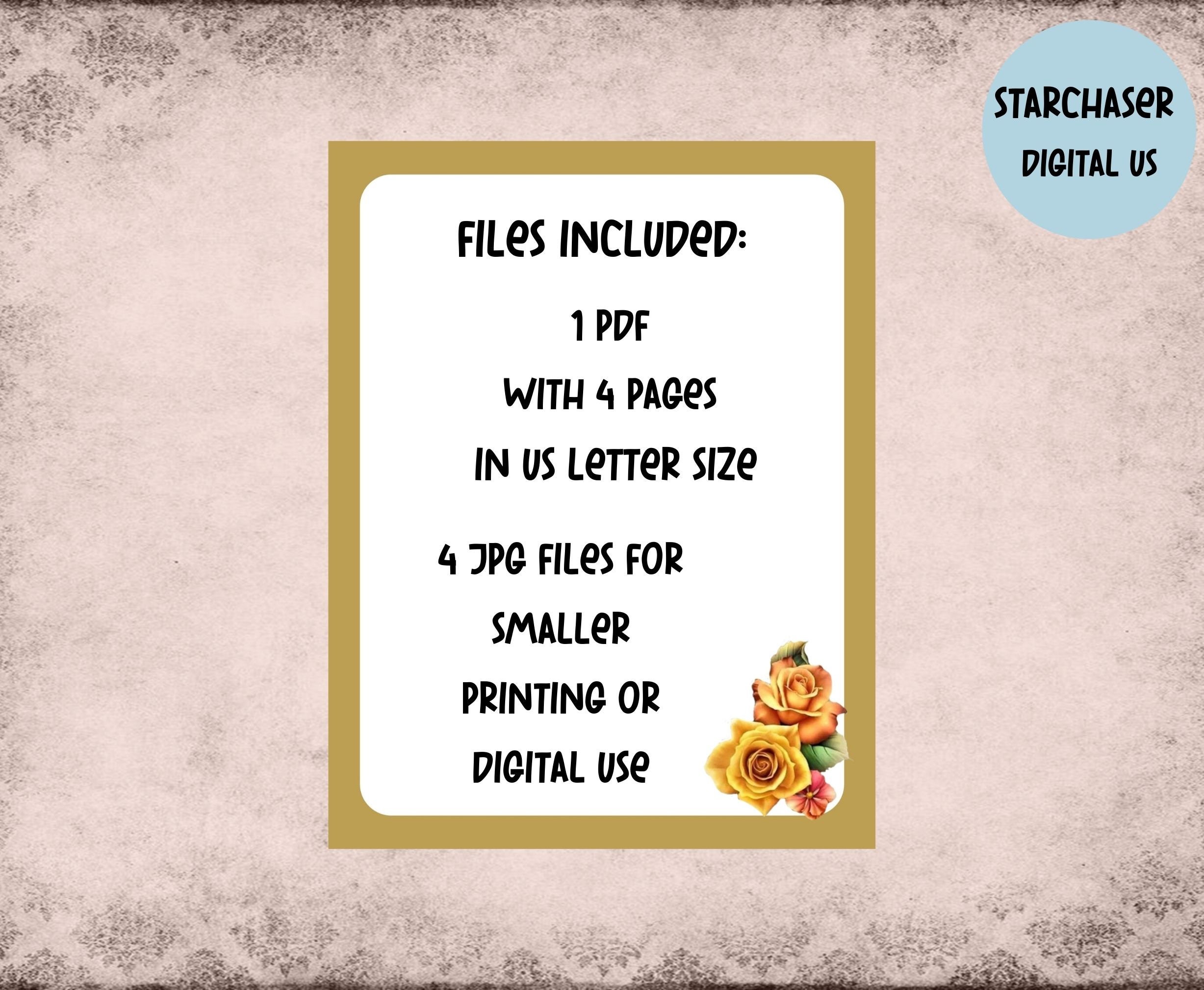 Printable Stationery, Yellow Roses Pages, US Letter Size PDF, Instant ...