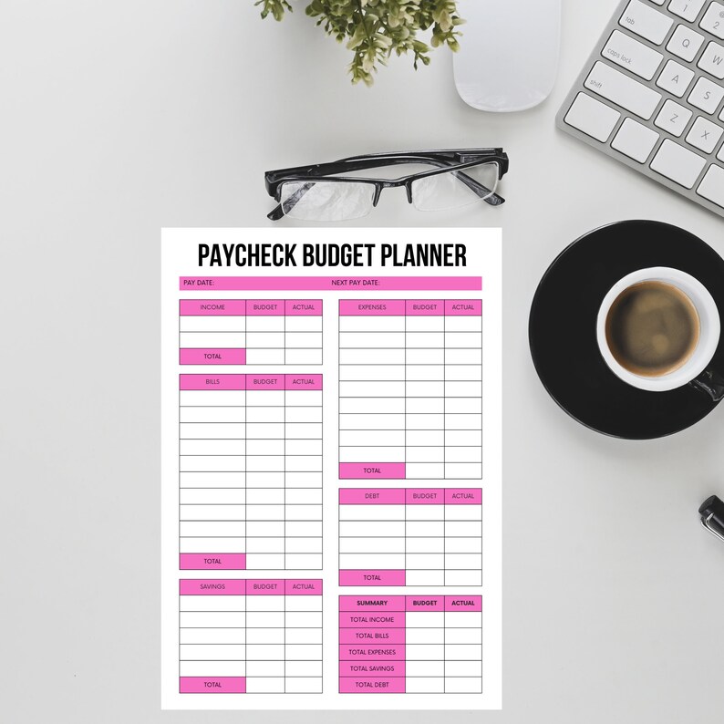 Paycheck Budget Planner, Printable PDF, Paycheck Tracker, Digital ...