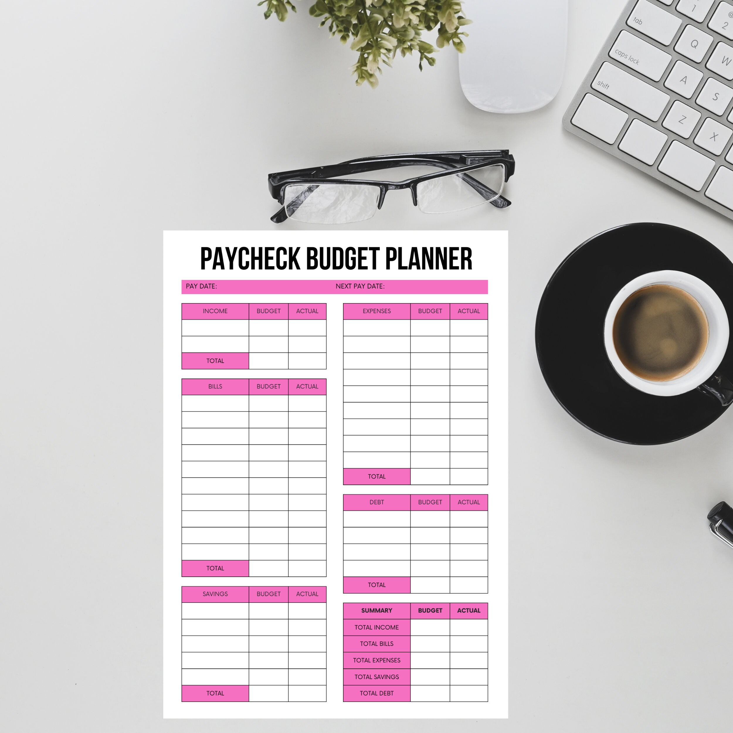 Paycheck Budget Planner, Printable PDF, Paycheck Tracker, Digital ...