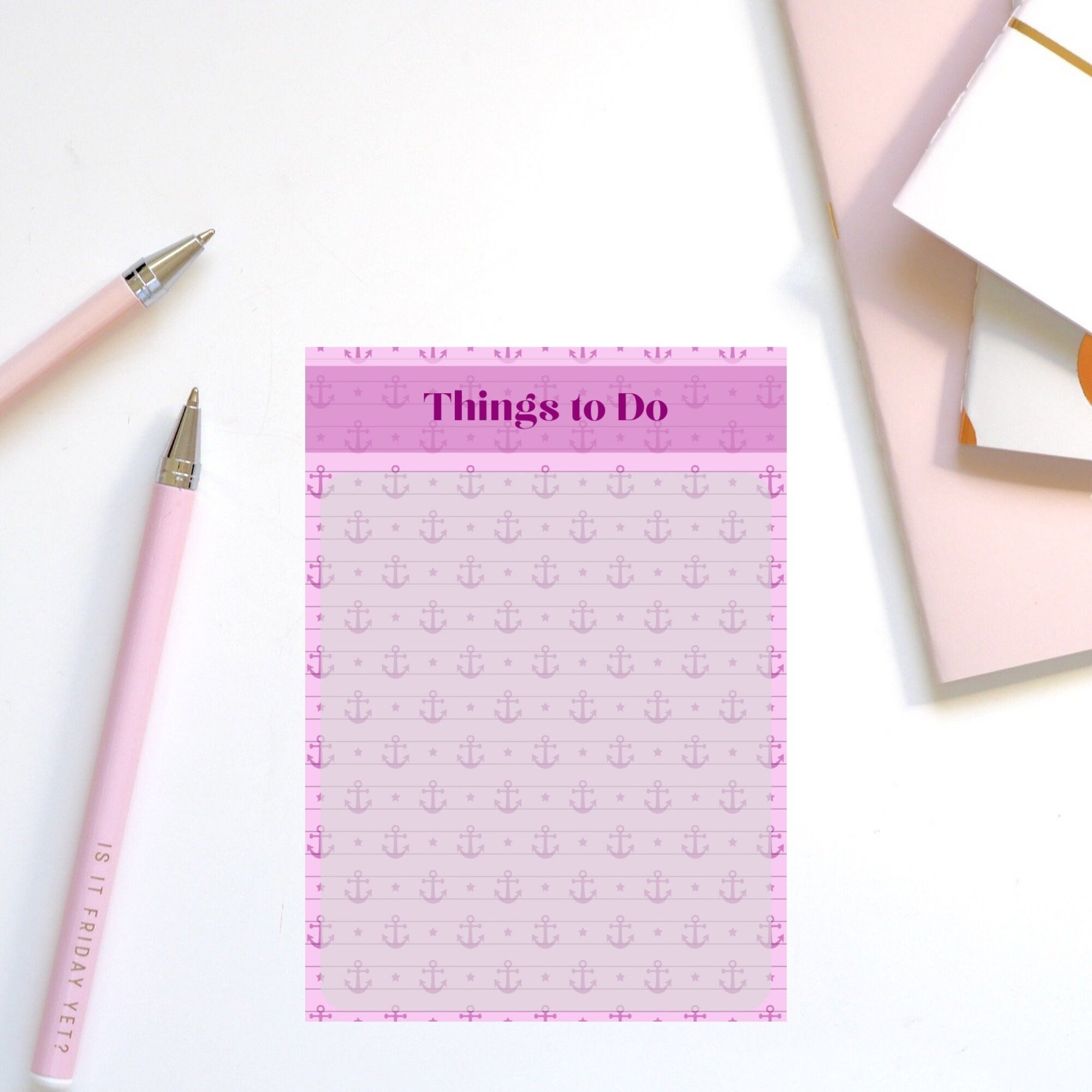 Pink Anchor Paper, Things to Do Paper, Digital Writing Paper, 5x7 ...