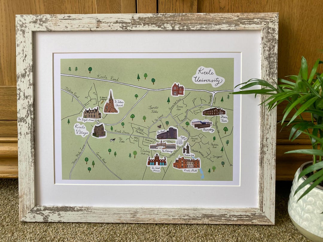 Illustrated Map of Keele University & Keele Village Staffordshire, A4 ...