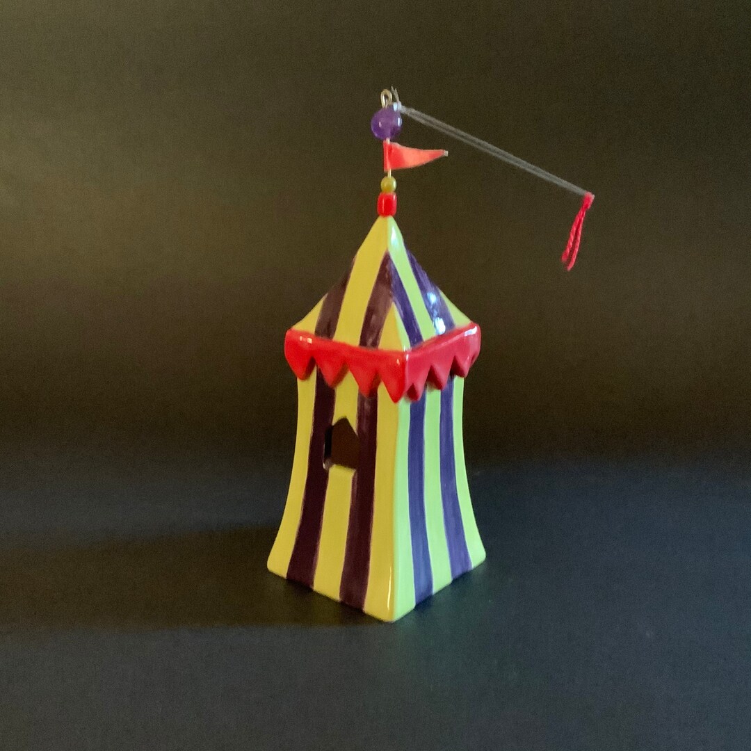 Medieval Tent Birdhouse Ornament in Chartreuse Purple and Red - Etsy