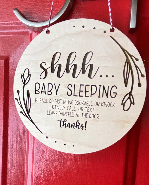 Sleeping baby sign door hang baby sleeping doorbell sign | Etsy