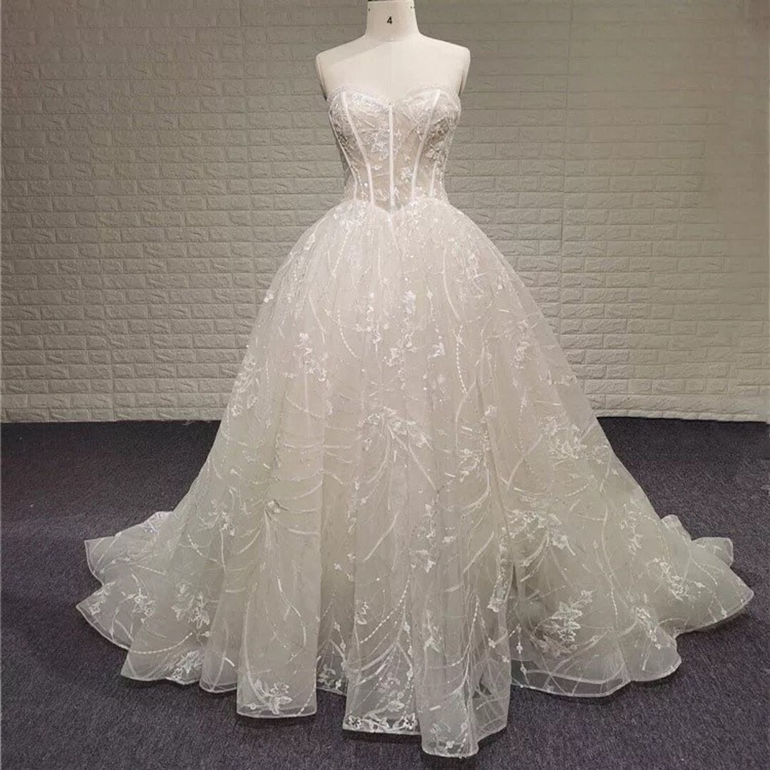 Custom-made Strapless Romantic Princess Ballgown Wedding Dress. Luxury ...