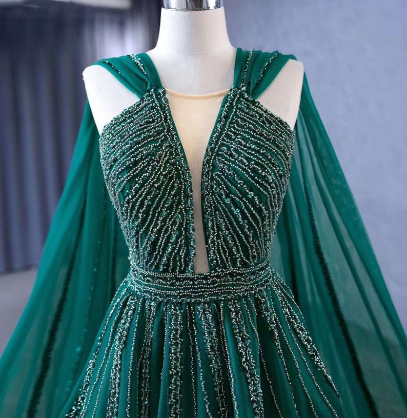 Custom-made Green Aline Formal Event Dress With Beading and - Etsy