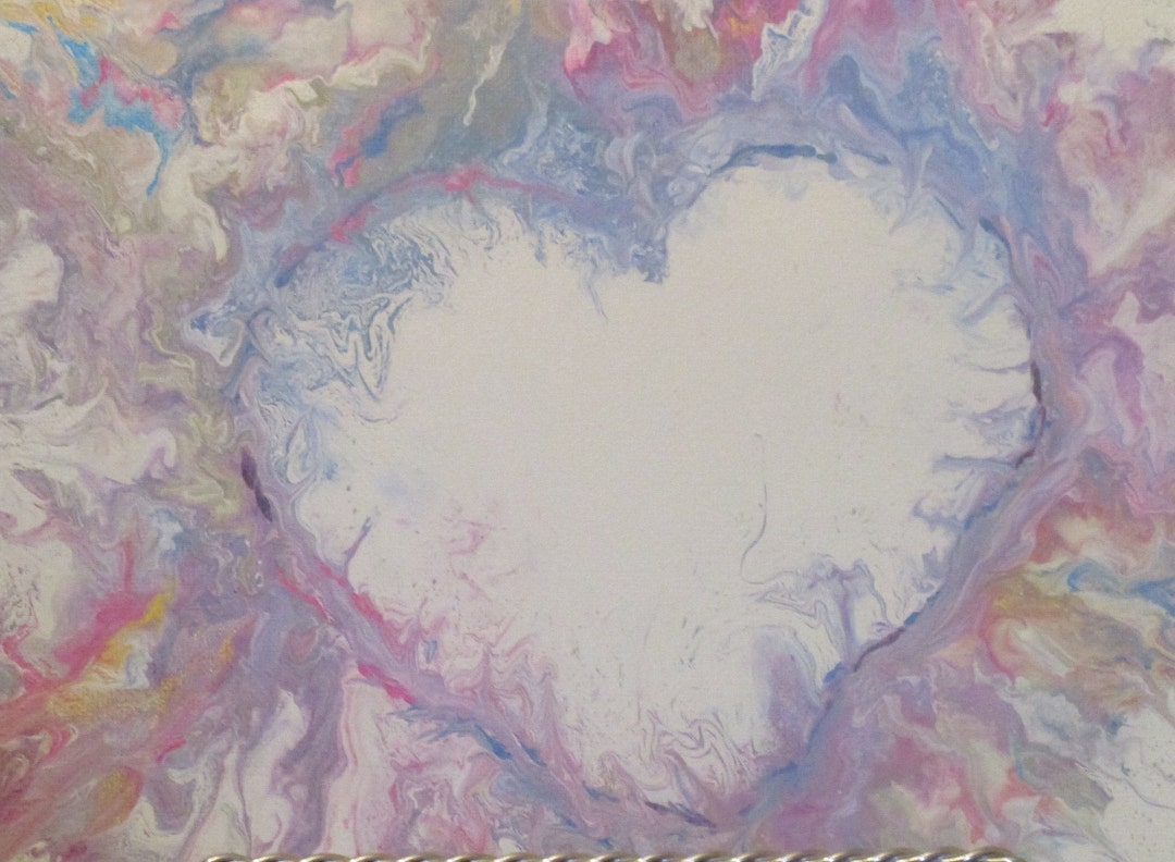 Abstract Heart Paintings Acrylic Canvas 8x10 Canvas Pour - Etsy