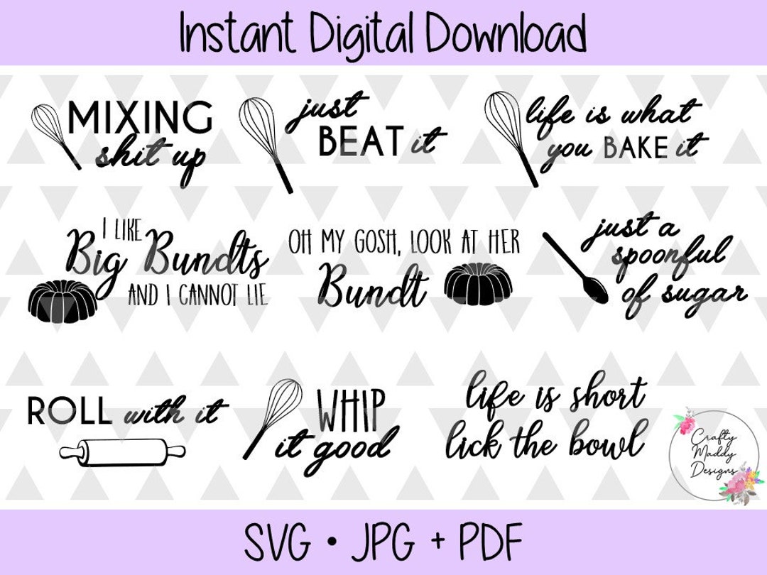 Kitchen Mixer Package - SVG JPEG PDF Digital Cut Files - Instant ...