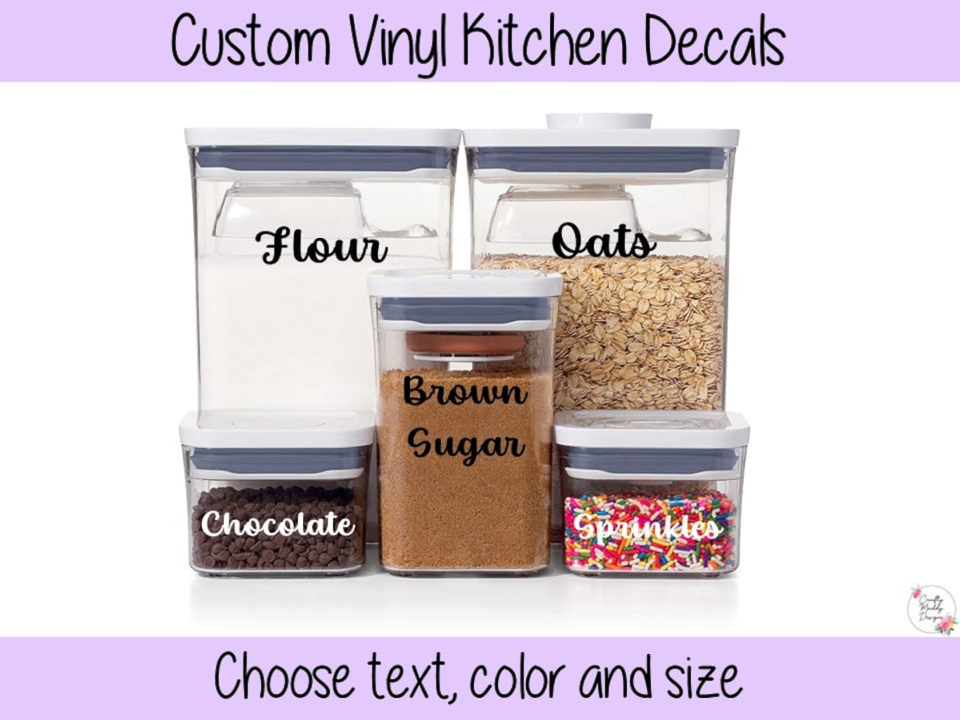 Custom Vinyl Kitchen Decal - Choose Your Font, Color, Text - Canister ...