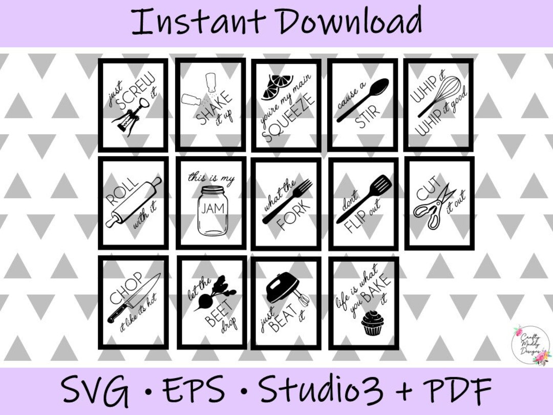 Kitchen Package - SVG EPS Studio3 PDF Digital Cut Files - Instant ...